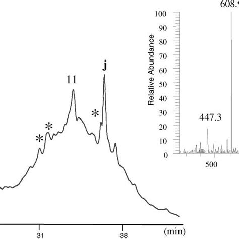 Liquid Chromatogram Of Fraction 3 At 525 Nm And Mass Spectrum Of Peak