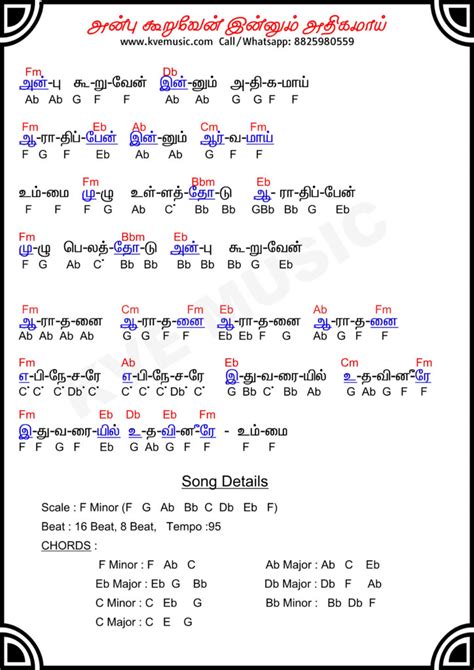 Anbu Kooruven Innum Tamil Christian Song Music Notes Chords Lead Keyboard Piano Notes Kve