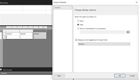 reporting services ssrs excel export excel function hide unhide