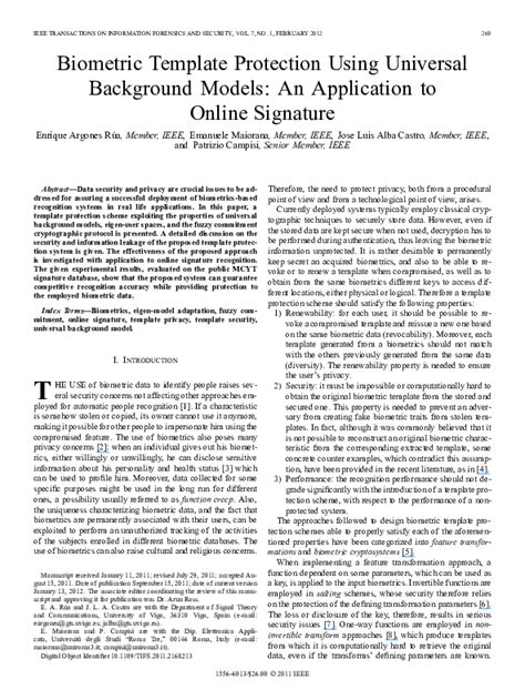 Pdf Biometric Template Protection Using Universal Background Models An Application To Online