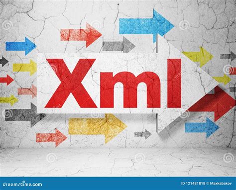 Programming Concept Arrow With Xml On Grunge Wall Background Stock Illustration Illustration