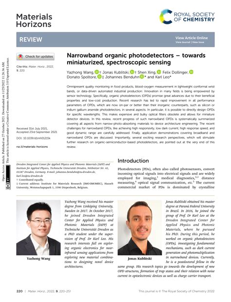 Pdf Narrowband Organic Photodetectors Towards Miniaturized Spectroscopic Sensing