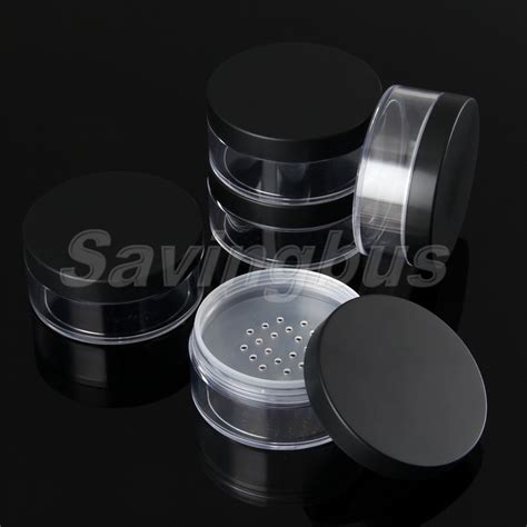 5x 50g Small Plastic Powder Containers Pots Cosmetic Sample Bottle Jars