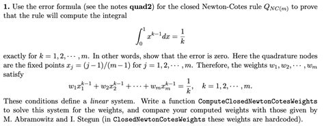 1 Use The Error Formula See The Notes Quad2 For Chegg Com