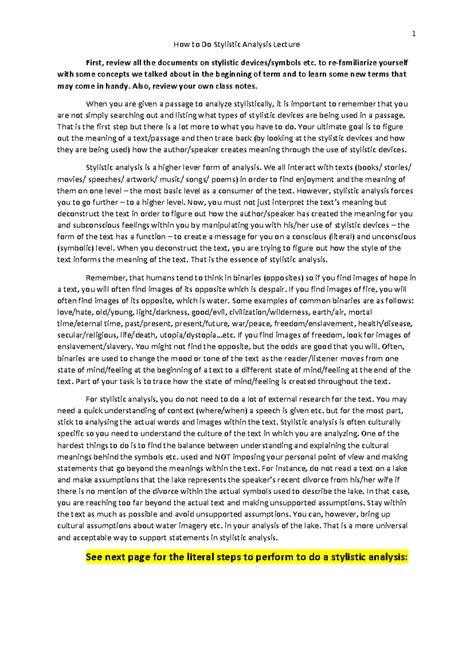 Longer Explanation For Stylistic Analysis With Examples How To Do Stylistic Analysis Lecture