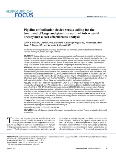Pdf Pipeline Embolization Device Versus Coiling For The Treatment Of Large And Giant
