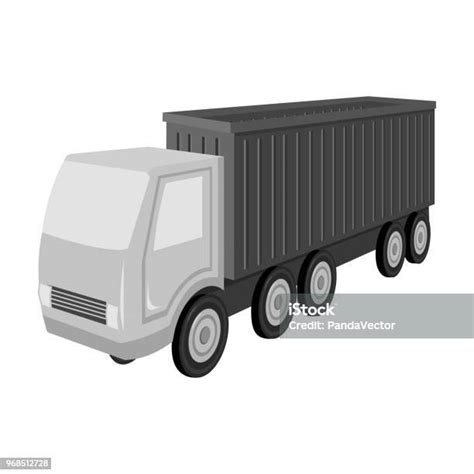 상품의 수송에 대 한 대형 트럭입니다 흑백 스타일 아이소메트릭 벡터 기호 재고 일러스트 웹에서 단일 아이콘 운송 및 배달 0명에 대한 스톡 벡터 아트 및 기타 이미지