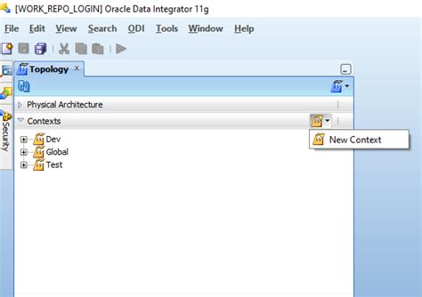 Dataserver Physical Schema Logical Schema And Context Oracle Data