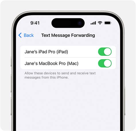 an iphone showing how to turn on text message forwarding