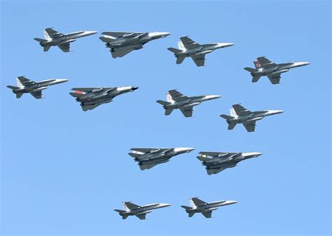 8 F 18 And 4 F 14 Fighters In Formation Image Aircraft Lovers Group