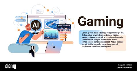 man gamer play video game with ai chatbot helper gaming artificial