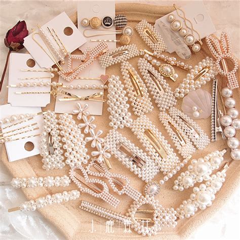 수스다 수스다 진주 머리핀 삼각 사각 일자 헤어핀 실핀 똑딱핀 곱창끈 위시버킷