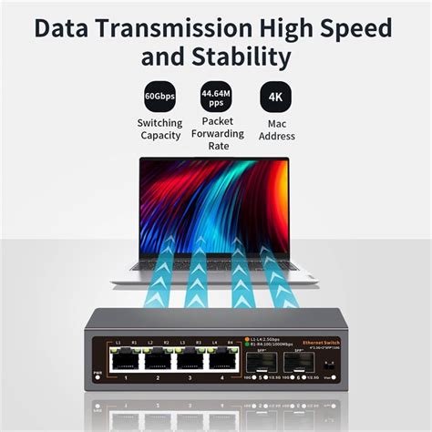 2 5gbps Ethernet Switch 4 Port 2500mbps Network Switcher 2 Port 10g