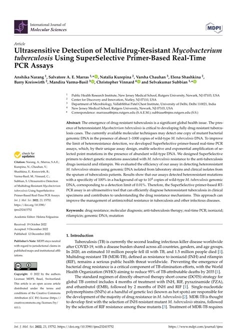 Pdf Ultrasensitive Detection Of Multidrug Resistant Mycobacterium