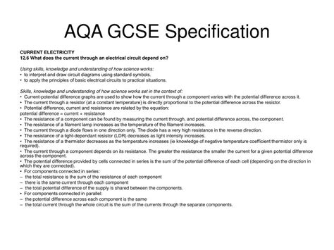 PPT AQA GCSE Physics Current Electricity PowerPoint Presentation ID