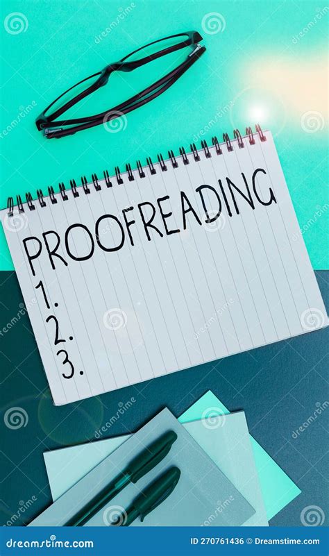 Text Caption Presenting Proofreading Business Overview Act Of Reading And Marking Spelling