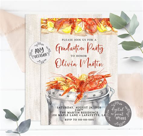 Crawfish Boil Invitations Crawfish Graduation Party Annual Crawfish