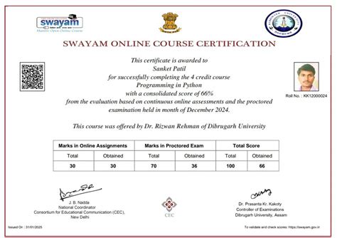 Python Programming Nptel Learning Achievement Sanket Patil