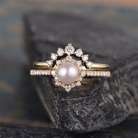 Pin By Storm On Jewelry Pearl Wedding Ring Pearl Wedding Ring Set