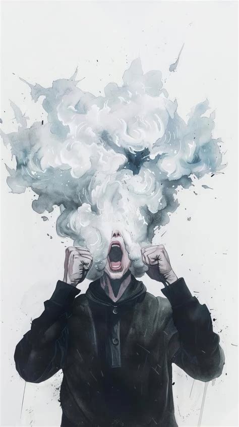 Illustration Of A Person With Fists Clenched And Steam Coming Out Of