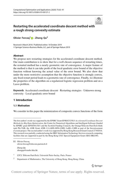 Restarting The Accelerated Coordinate Descent Method With A Rough Strong Convexity Estimate
