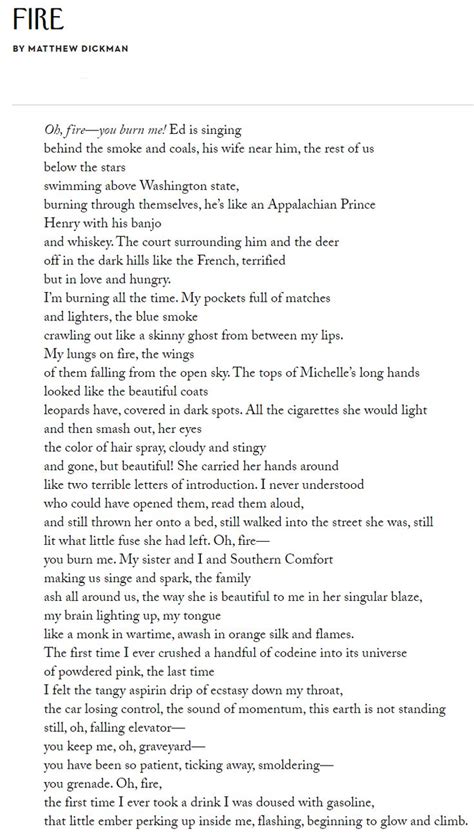 Matthew Dickman Fire