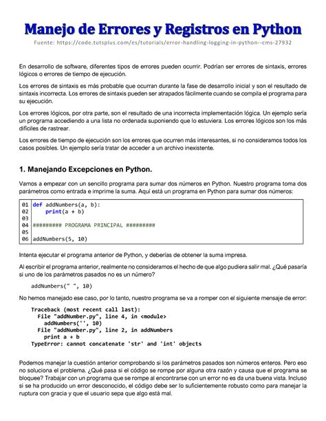 Python Manejo De Errores Y Excepciones Fuente Codetutspluses