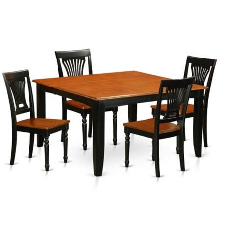 Wood Seat Dining Room Set Table And 4 Chairs Black And Cherry 5 Piece