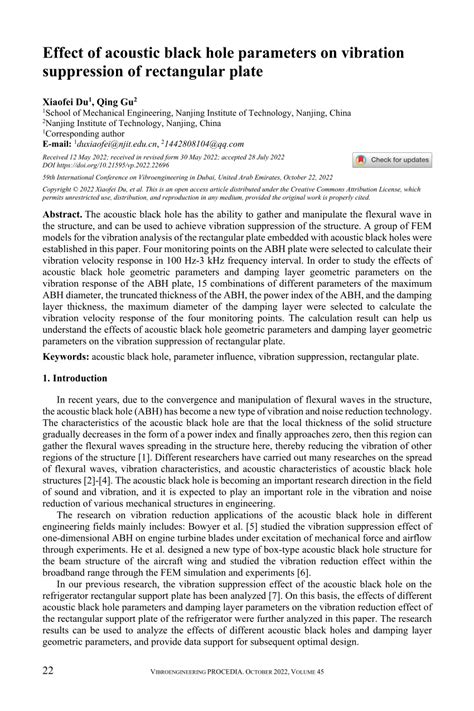 Pdf Effect Of Acoustic Black Hole Parameters On Vibration Suppression