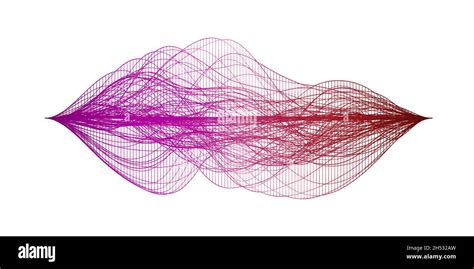 Purple And Red Wireframe Wave Structure Or Abstract Visualization Of Audio Sound Waves Isolated