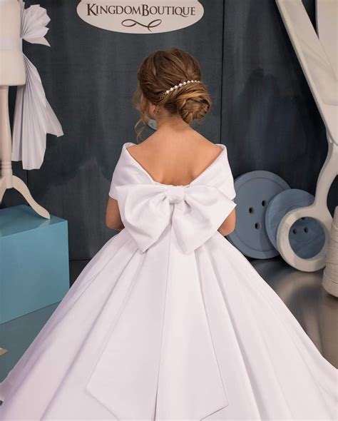 A Line Chapel Train Flower Girl Dress Birthday Girls Cute Prom Dress Satin With Bow S Artofit