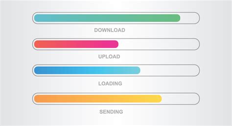 Colorful Loading Bar Set Collection Download And Upload Process