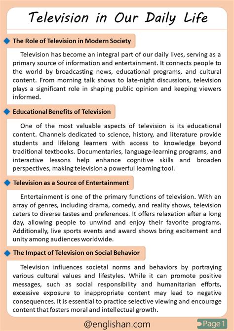 Television In Our Daily Life Essay 10 Lines And 500 Words