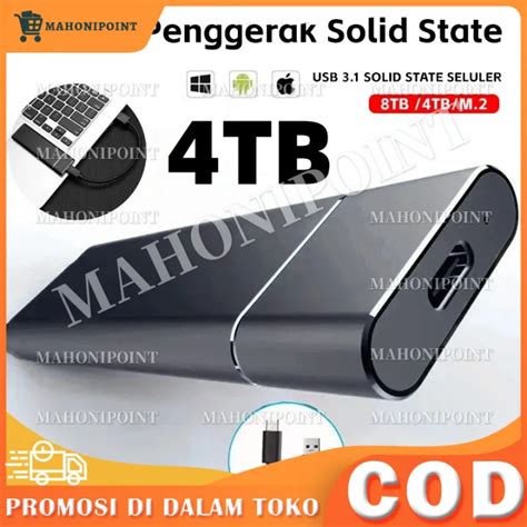 Hard Drive Eksternal SSD Portabel 4TB 4TB Solid State Disk Eksternal USB 3 1 Hard Drive Tipe C