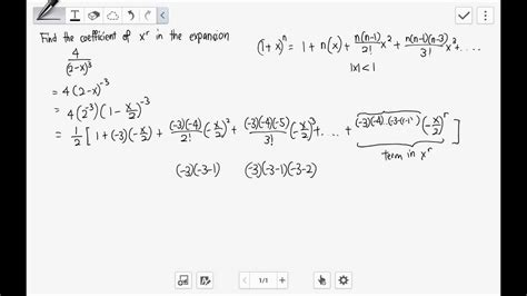 Binomial Expansion Coefficient Of Xr Youtube