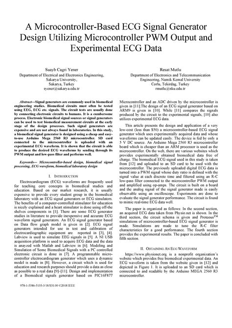 A Microcontroller Based Ecg Signal Generator Pwm Output A Microcontroller Based Ecg Signal