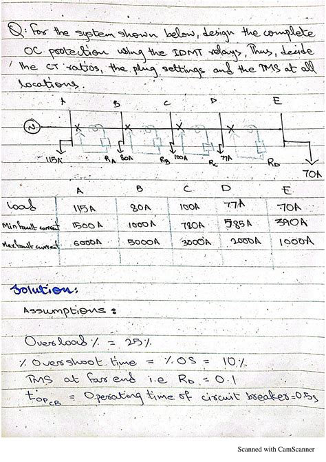solution for the system shown below design the complete oc protection