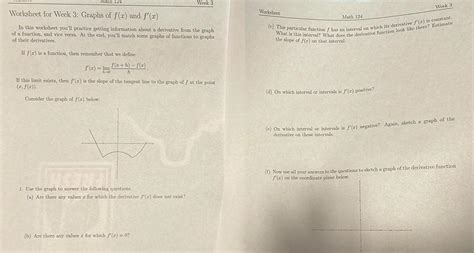 answered] math 124 worksheet for week 3 graphs of f x and f x in