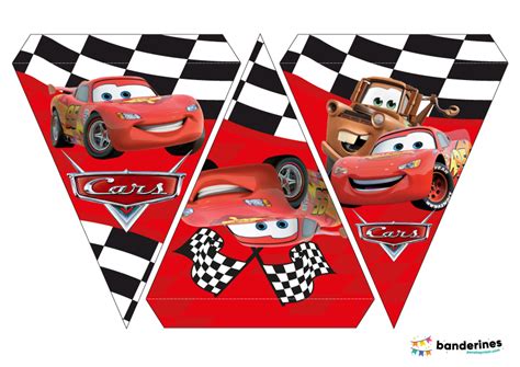Banderines De Cars Con Letras ¡acelera Tu Celebración Banderines