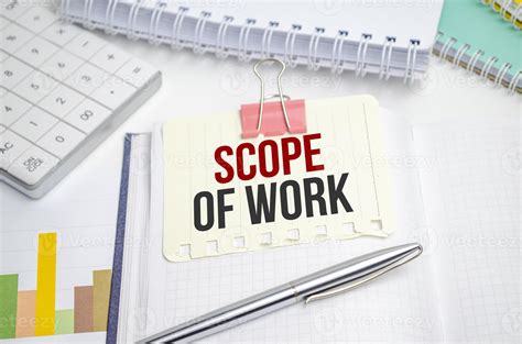 Scope Of Work Conceptual Background With Chart Papers And Pen