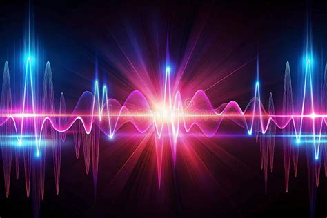 Abstract Vibrant Sound Waves Radiating Light Stock Illustration