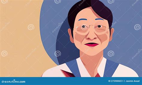 Abstract Mature Asian Man With Copy Space Generative Ai Illustration