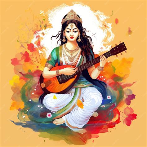 Premium Photo Saraswati Devi Goddess Happy Vasant Panchami Indian