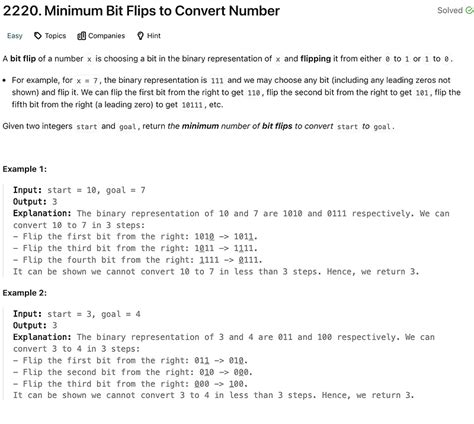 leetcode [2220] minimum bit flips to convert number — 알고리즘 노트