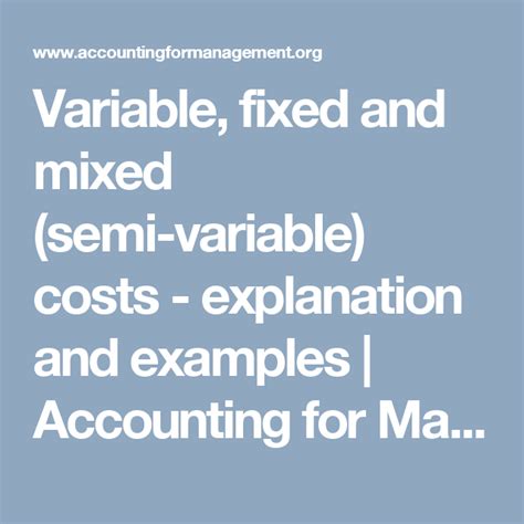 Variable Fixed And Mixed Semi Variable Costs Explanation And Examples Accounting For