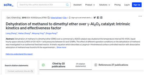 Dehydration Of Methanol To Dimethyl Ether Over γ‐al 2 O 3 Catalyst