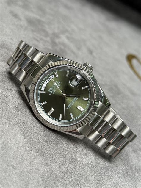 Seiko Daydate Olive Green Index Numerals 40mm Watchdial