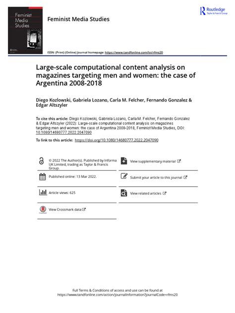 large scale computational content analysis on magazines targeting men