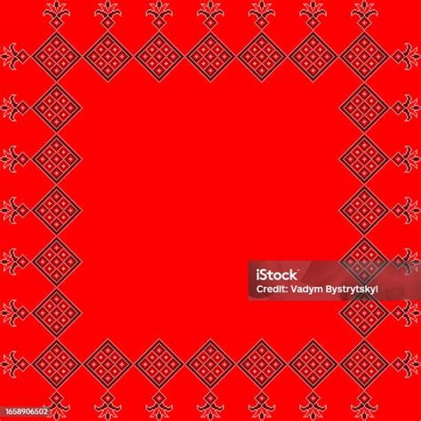 민족 스타일 정체성 Vyshyvanka 인쇄 의류 웹 사이트 배너에 대한 자수로 우크라이나 장식의 벡터 그림 배경 기하학적 디자인 테두리 복사 공간 프레임 공예 제품에 대한