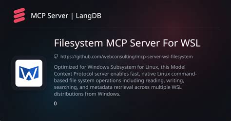 Filesystem Mcp Server For Wsl Langdb